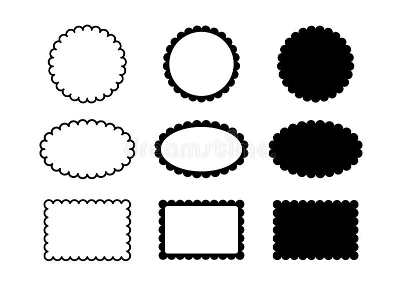 Circle and Square Scalloped Frames Set. Scalloped Edge Rectangle and ... Circle and Square Scalloped Frames Set. Scalloped Edge Rectangle and ...