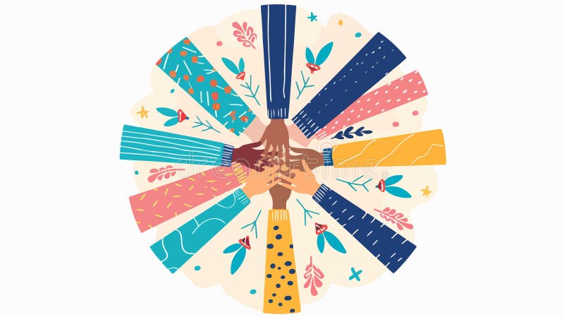 Circle of Stacked Hands - Teamwork and Unity Concept Stock Vector ...