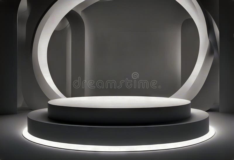 Circle Stage Platform Room Background White Three-dimensional ...