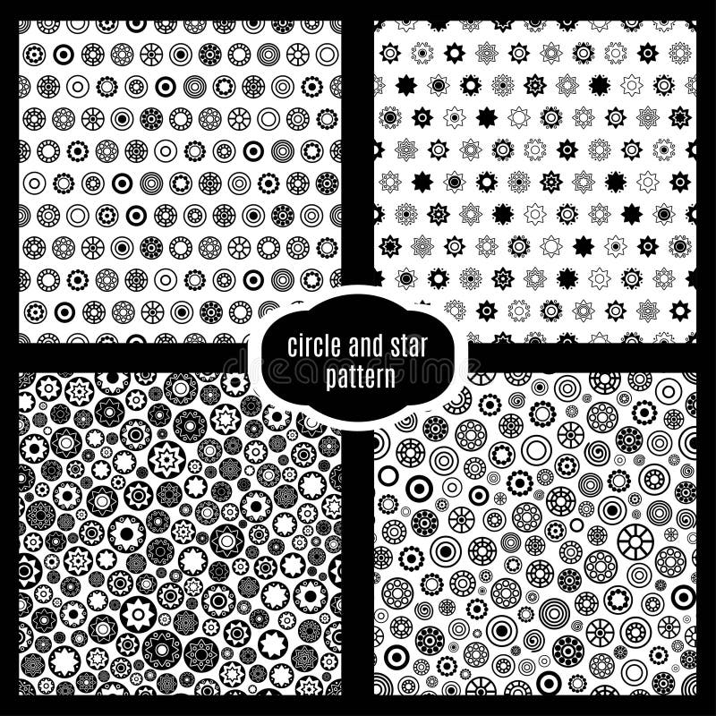 Circle and Star Vector Seamless Pattern Set Stock Vector - Illustration ...