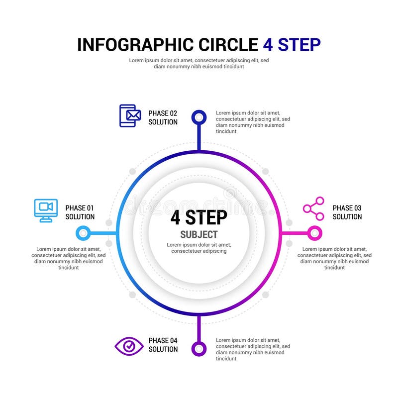 Circle 4 Step Diagram Process Infographic Stock Vector - Illustration ...