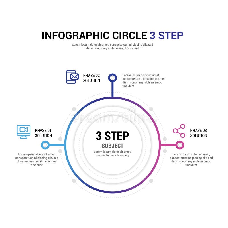Infographic Circle 3 Step Design Template Stock Vector - Illustration ...