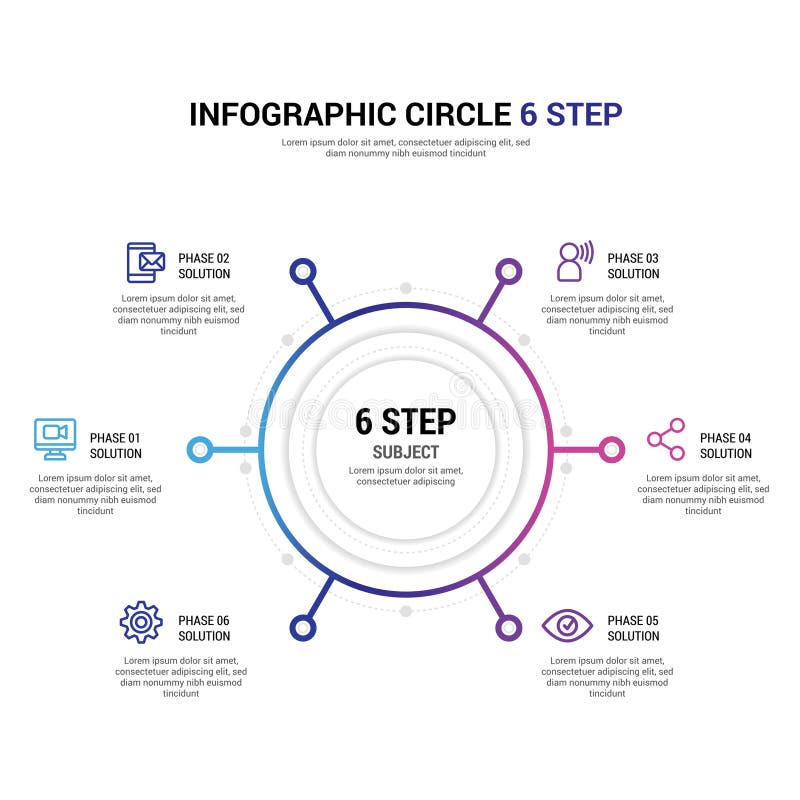 Infographic Circle Process 6 Step Stock Vector - Illustration of ...