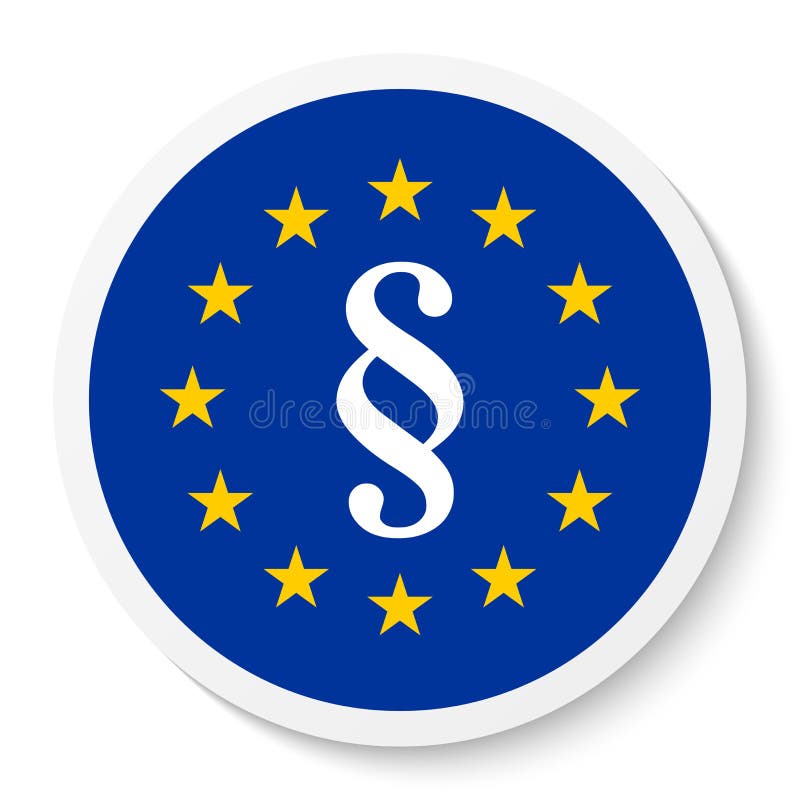 Circle Sticker Icon with the EU Flag and a Paragraph Mark, Law Symbol ...