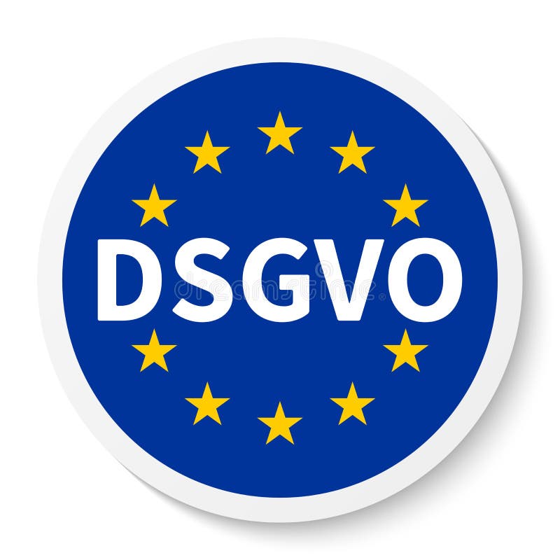 Circle Sticker Icon with the Flag of the EU and German Text DSGVO ...