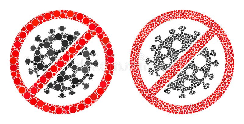 Circle Stop Covid Infection Icon Collage Stock Vector - Illustration of ...