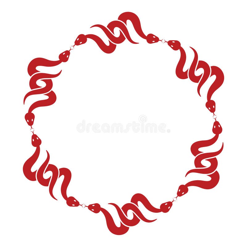 Circle Stylized Frame with Red Snakes. Stock Illustration ...