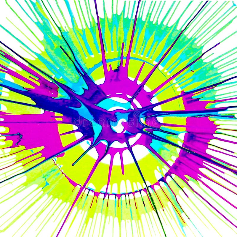 Circle Sun Rays Colored Multicolored Splashes on Black Background Stock ...