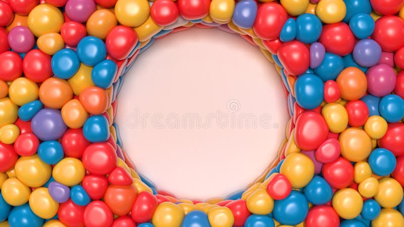 Circle Surrounded with Glossy Colorful Balloons. 3D Rendering Stock ...