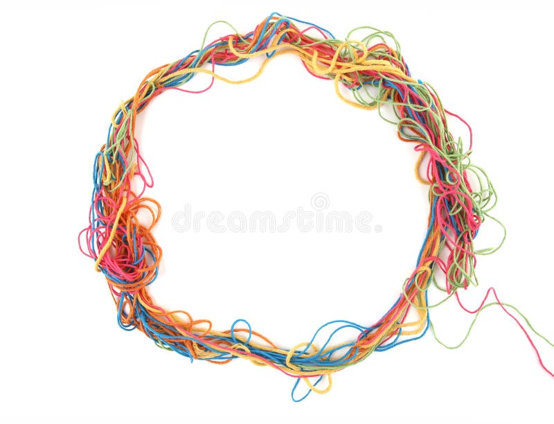 Circle of Tangled Colorful Cotton Threads Isolated on White Background ...