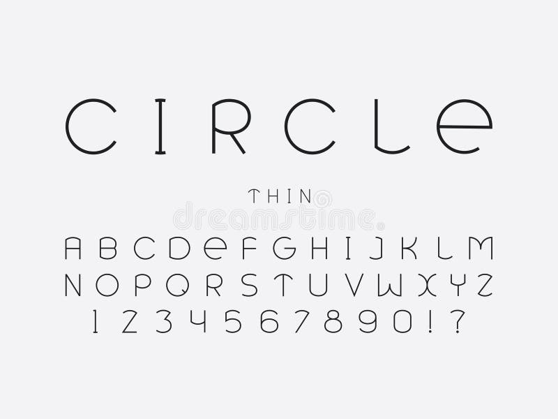 Circle Thin Font. Vector Alphabet Stock Vector - Illustration of ...