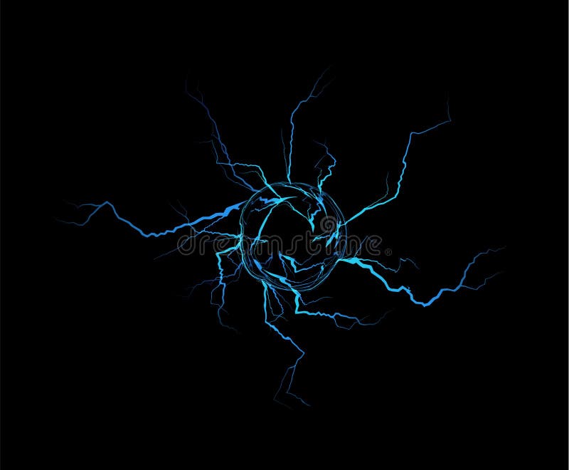 Circle of Thunderbolt Blue Bolt Lightning Effect, Vector Magical Round ...