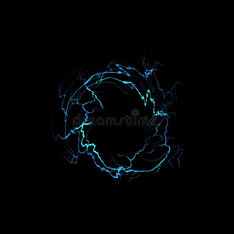 Circle Thunderbolt Blue Bolt Lightning Effect, Vector Ring Electric ...