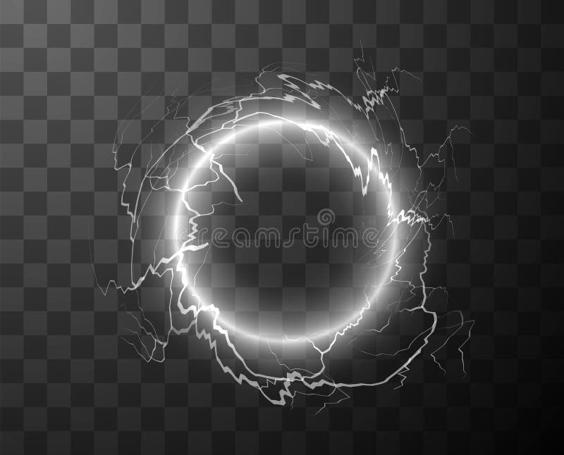 Circle Thunderbolt White Bolt Lightning Effect, Vector Magical Ring ...