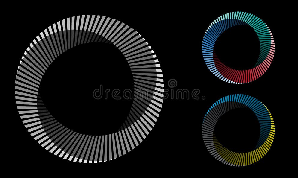 Circle with Transition Line Elements from White To Black and Colored ...