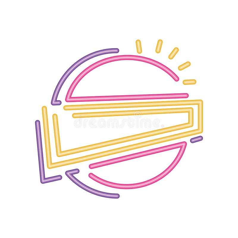 Circle and Triangle Neon Light Label Stock Vector - Illustration of ...