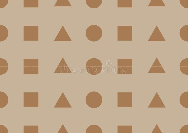 Circle, Triangle, and Square Seamless Pattern on Brown Background Stock ...