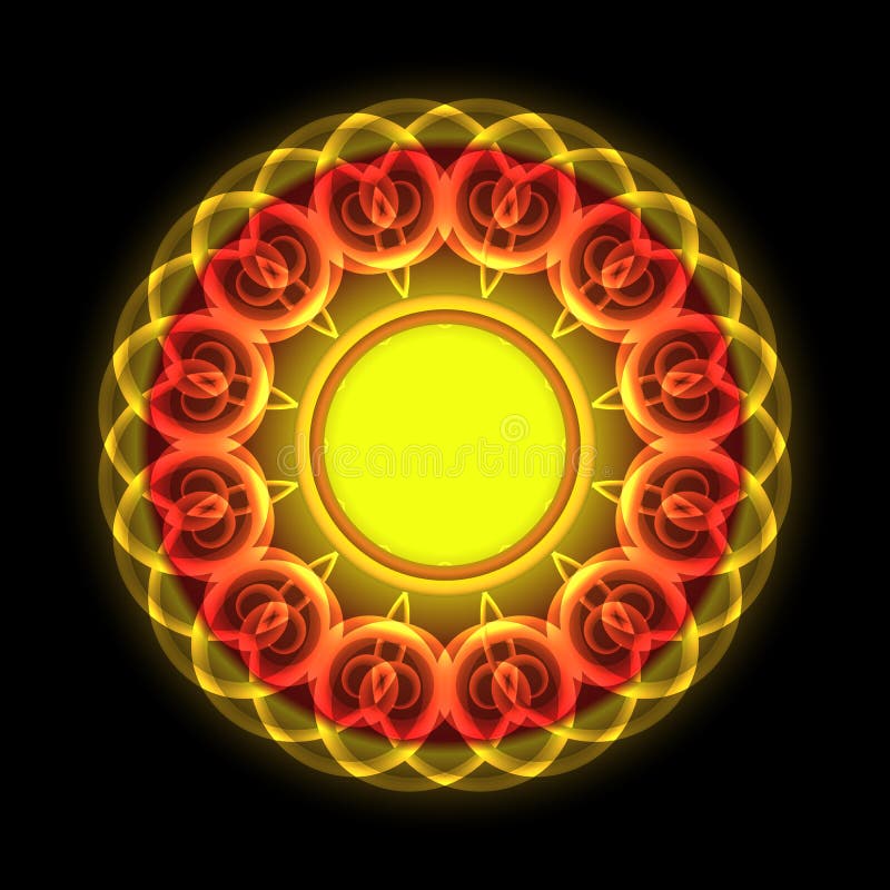 Circle of Twisted Luminous Red, Yellow Elements for Design. Stock ...