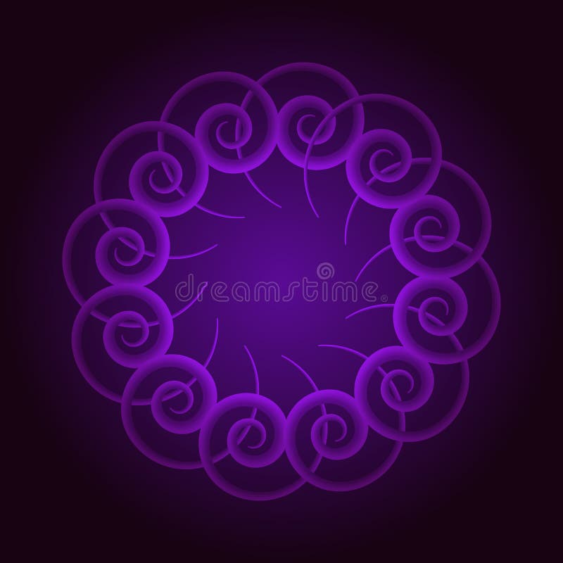 Circle of Twisted Luminous Violet Elements for Design. Stock ...