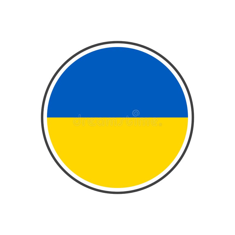 Circle Ukraine Flag with Grey Border Vector Illustration Isolated on ...