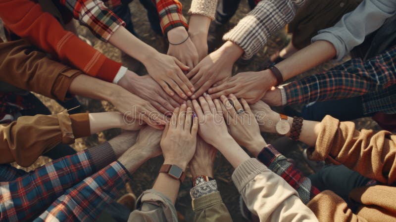 A Circle of United Hands.AI Generated Image Stock Image - Image of ...