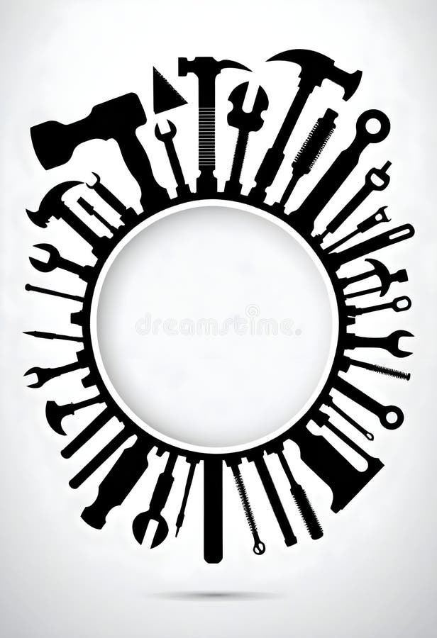 A Circle with Variety Construction Tools Arround it Stock Vector ...