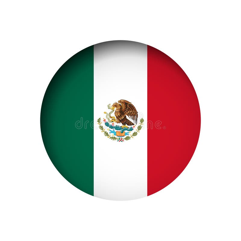Circle Vector Flag of Mexico Stock Vector - Illustration of shadow ...