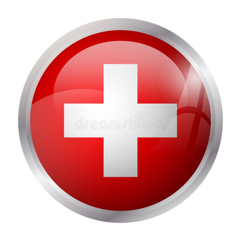 Circle Vector Flag of Switzerland Stock Vector - Illustration of shadow ...