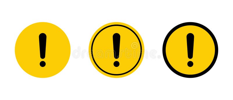Circle Warning, Caution Sign Icon Set in Flat Style Stock Vector ...