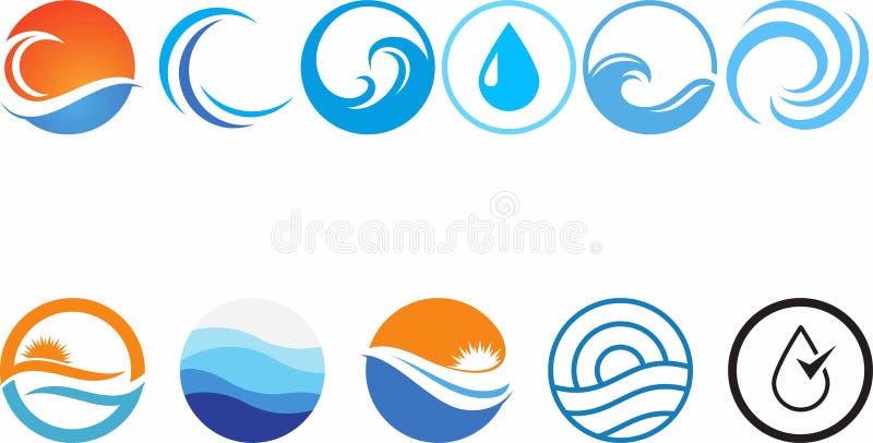Circle Water Icon Set Collection Stock Vector - Illustration of water ...