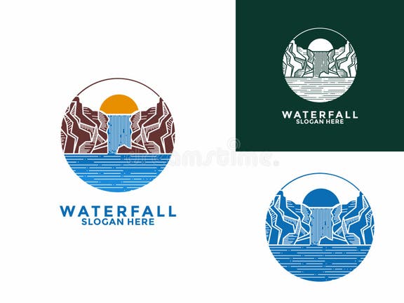 Circle Waterfall Nature Logo Vector. Waterfall Logo Illustration ...