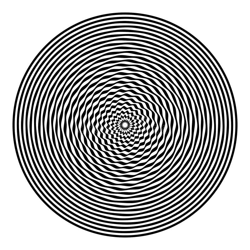 Circle Wavy Lines Op Art Pattern with Whirl Movement Illusion Stock ...
