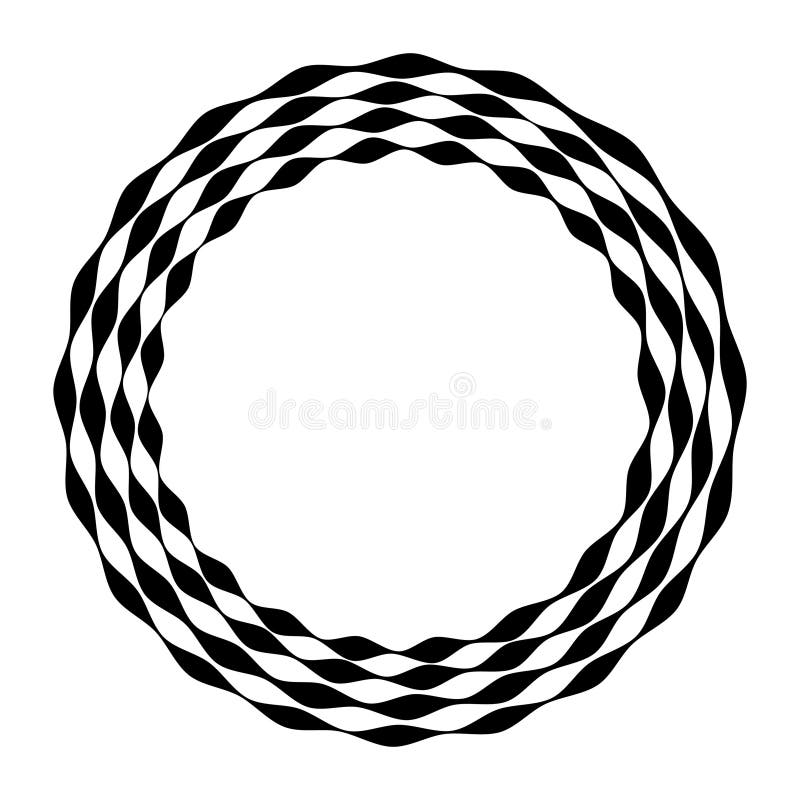 Circle Wavy Lines Pattern for Round Frame. Rotating Whirl Illusion ...