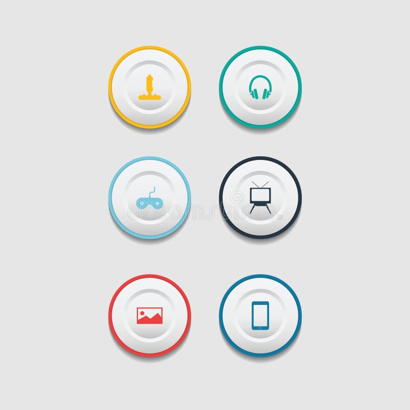 3D Ui Circle Button Icon Set Stock Vector - Illustration of bright, blank: 167589902