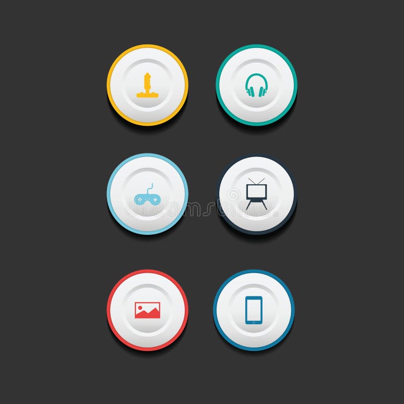 3D Ui Circle Button Icon Set Stock Vector - Illustration of bright, blank: 167589902