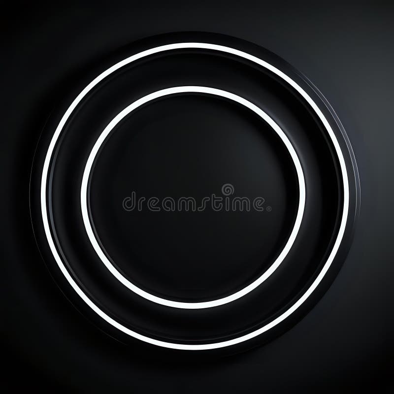 Circle White Lighting on a Black Wall Background Creating Impressive ...