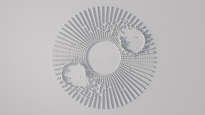 Circle with White Particles. Abstract Monochrome Animation, 3d Render ...