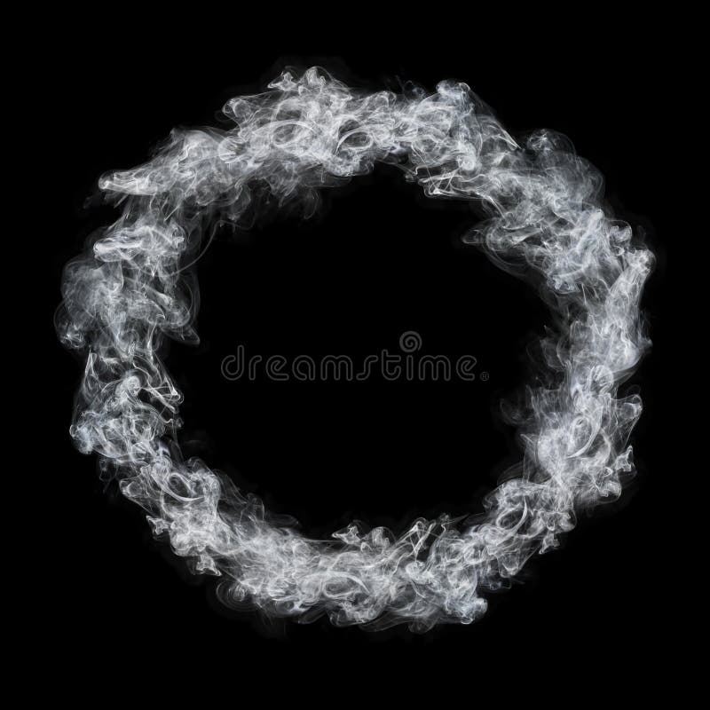 Circle White Smoke Frame Isolated on Black Stock Photo - Image of ...