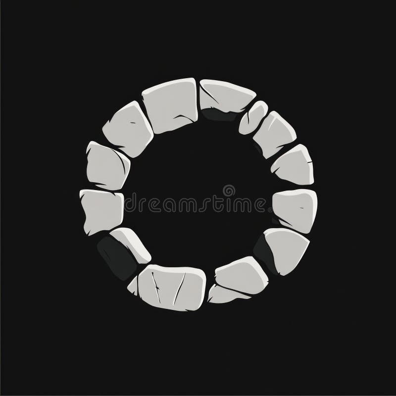 Circle of White Stones on Black Background Creating Abstract Symbol of ...