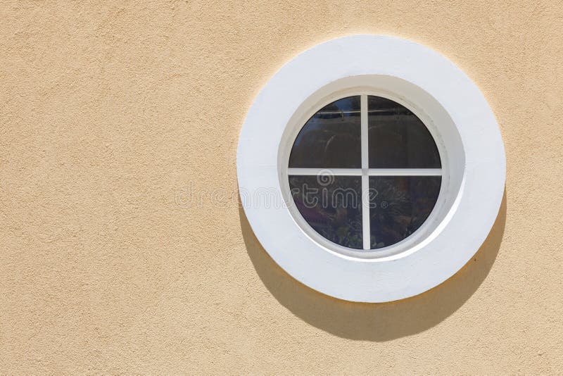 Circle White Window with Small Shadow on the Texture Wall. Stock Photo ...