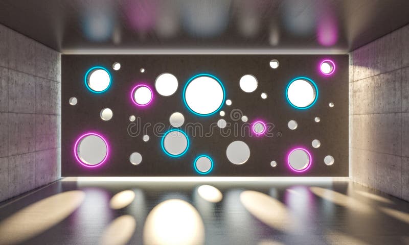 Circle Windows in Concrete Indoor Stock Illustration - Illustration of ...