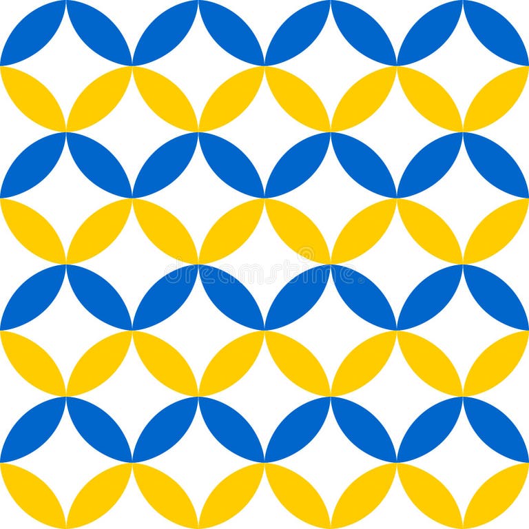 Geometric Symmetrical Seamless Pattern with Blue and Yellow Shapes on a ...