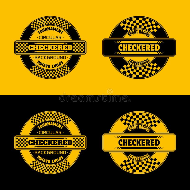 Circle Yellow Checkered Text Labels Set Stock Vector - Illustration of ...
