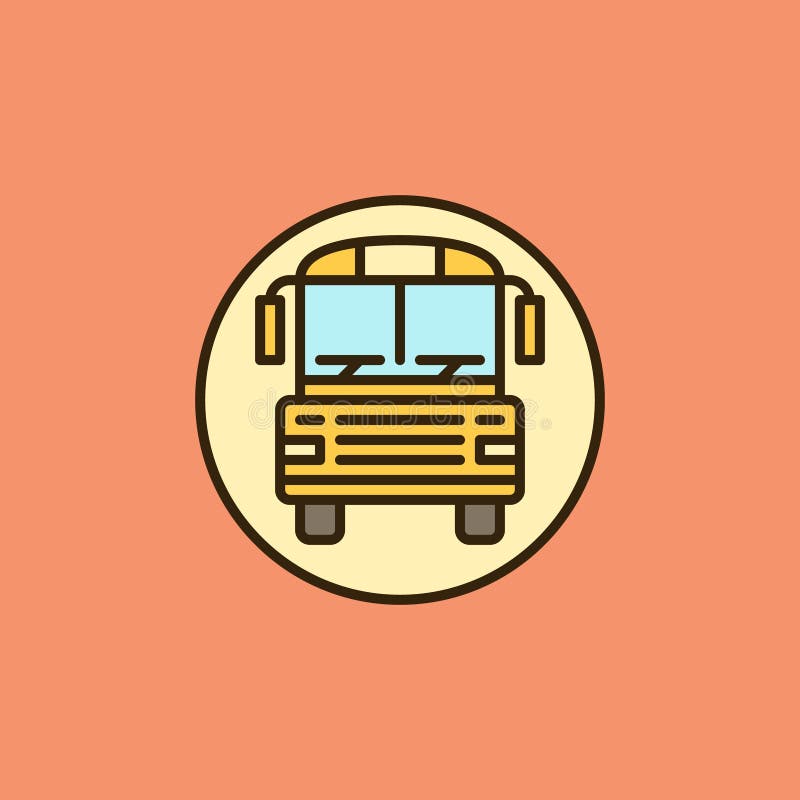 Circle with Yellow School Bus Vector Vehicle Concept Colored Icon Stock ...
