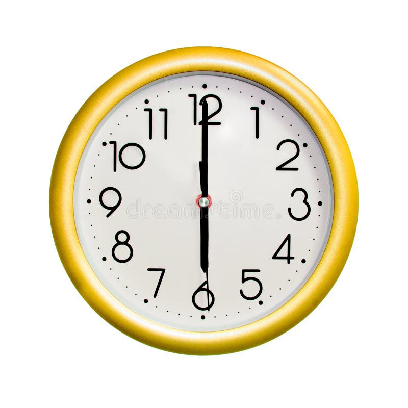 Big Wall Clock Isolated White Background Six O Stock Photos - Free ...