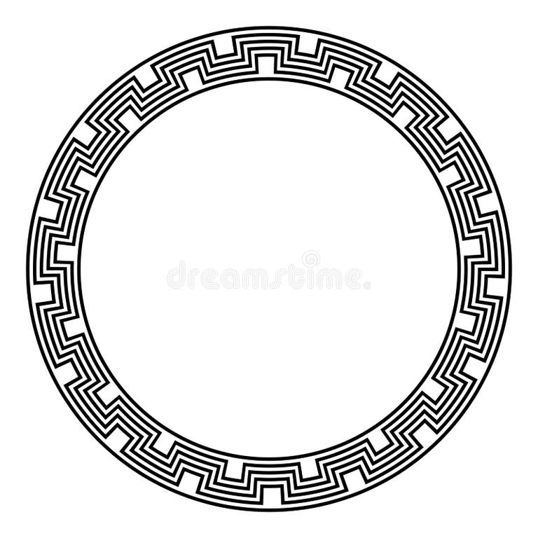 Circle Frame with Angular Meander Pattern, Border in Stepped Inca Style ...