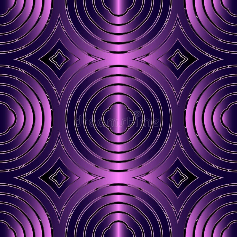Circles Abstract 3d Vector Seamless Pattern. Geometric Violet ...
