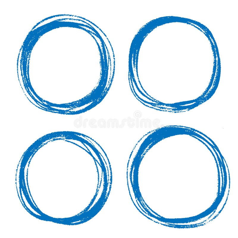 Circles Blue Brushes Contour Set. Grunge Texture. the Side is Round in ...