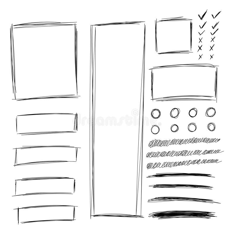 Circles, Checkmarks and Frames Pencil Marks Vector Stock Vector ...