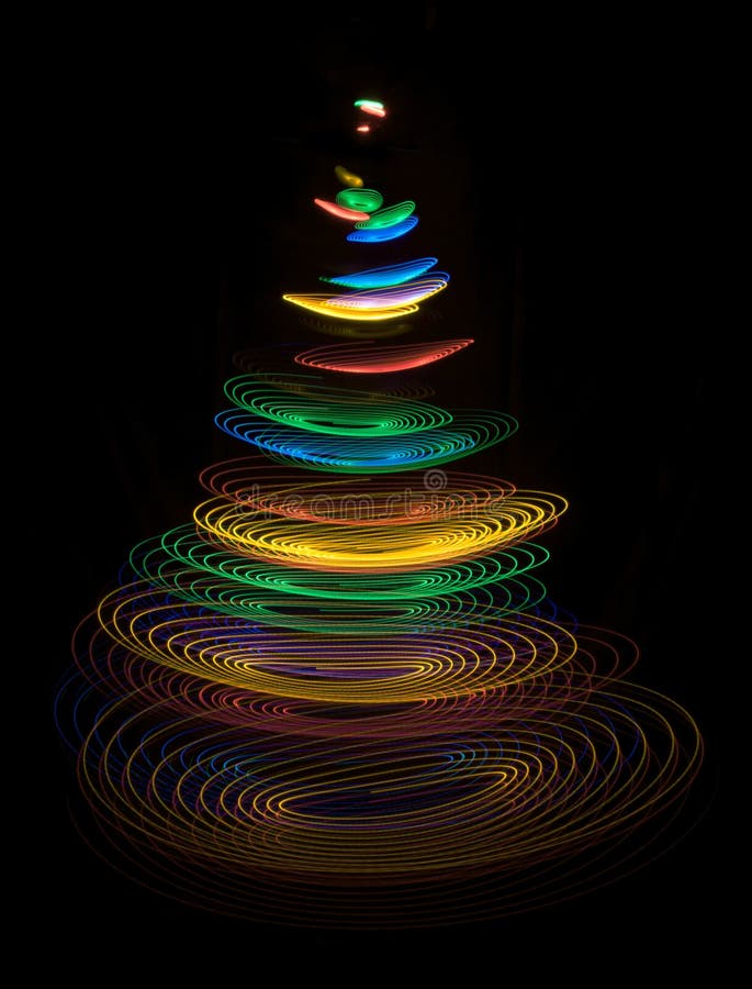 Circles Christmas Tree Light Painting Stock Image - Image of holidays ...